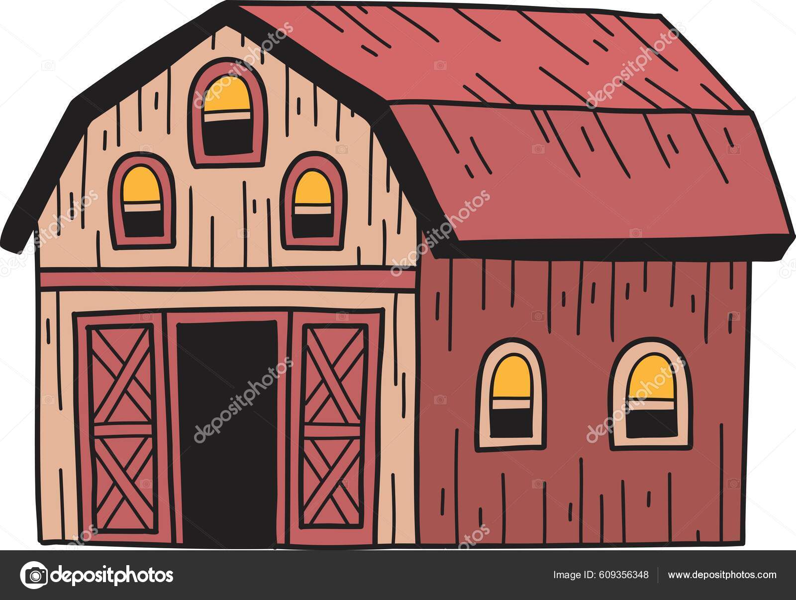 Hand Drawn Farm Barn Illustration Isolated Background Stock Vector by ...