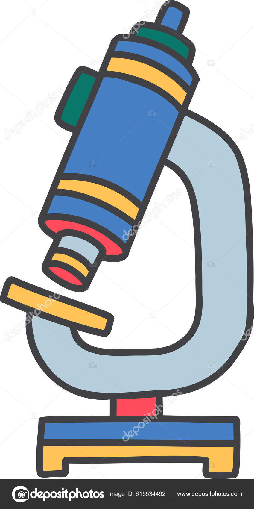 Hand Drawn Cute Microscope Illustration Isolated Background Stock ...