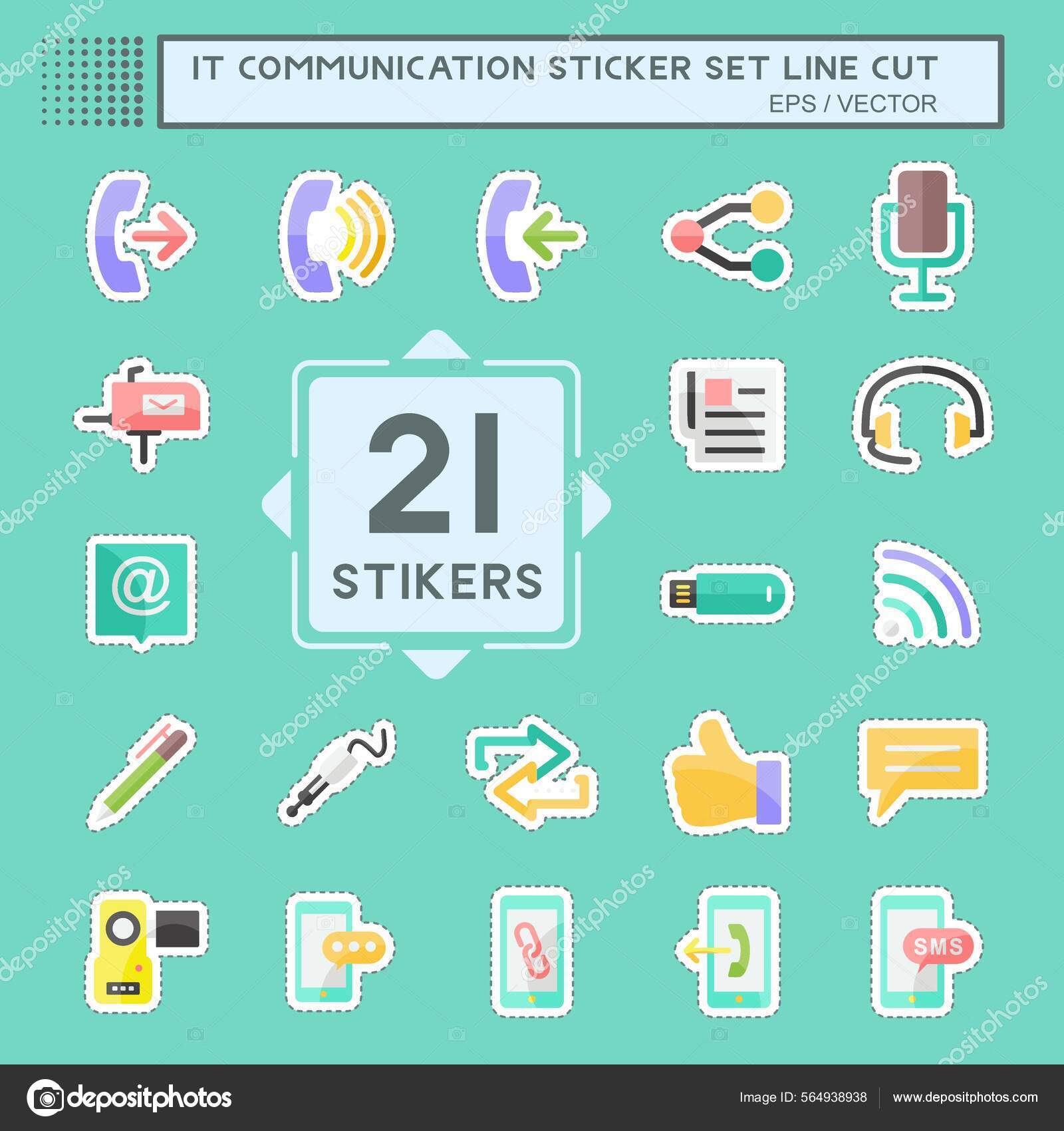 Communication Sticker Line Cut Set Suitable Education Symbol Simple ...