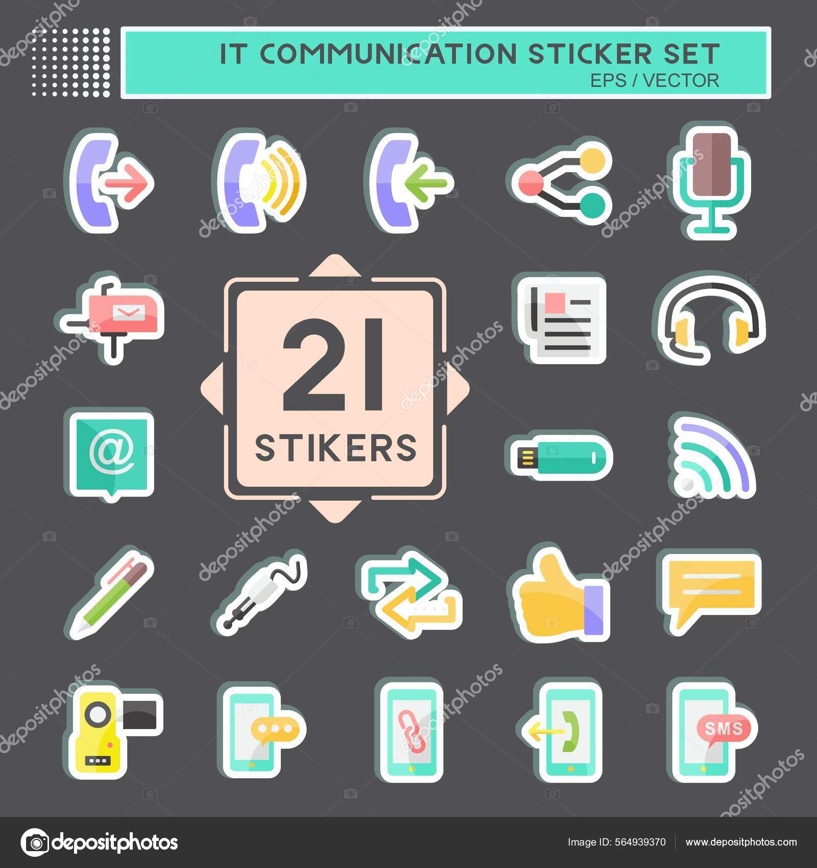 Communication Sticker Set Suitable Education Symbol Simple Design ...