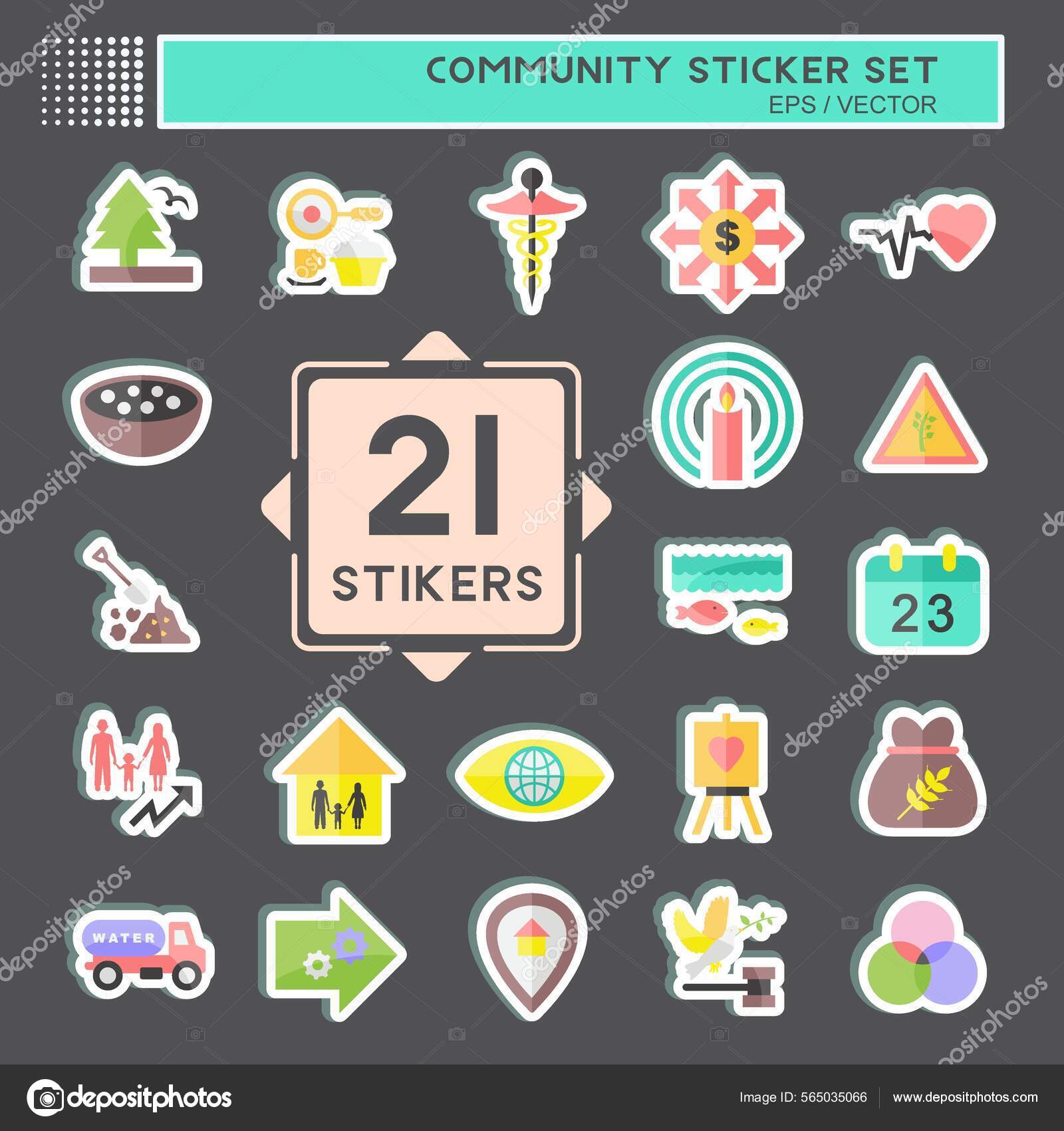 Community Sticker Set Suitable Education Symbol Simple Design Editable ...