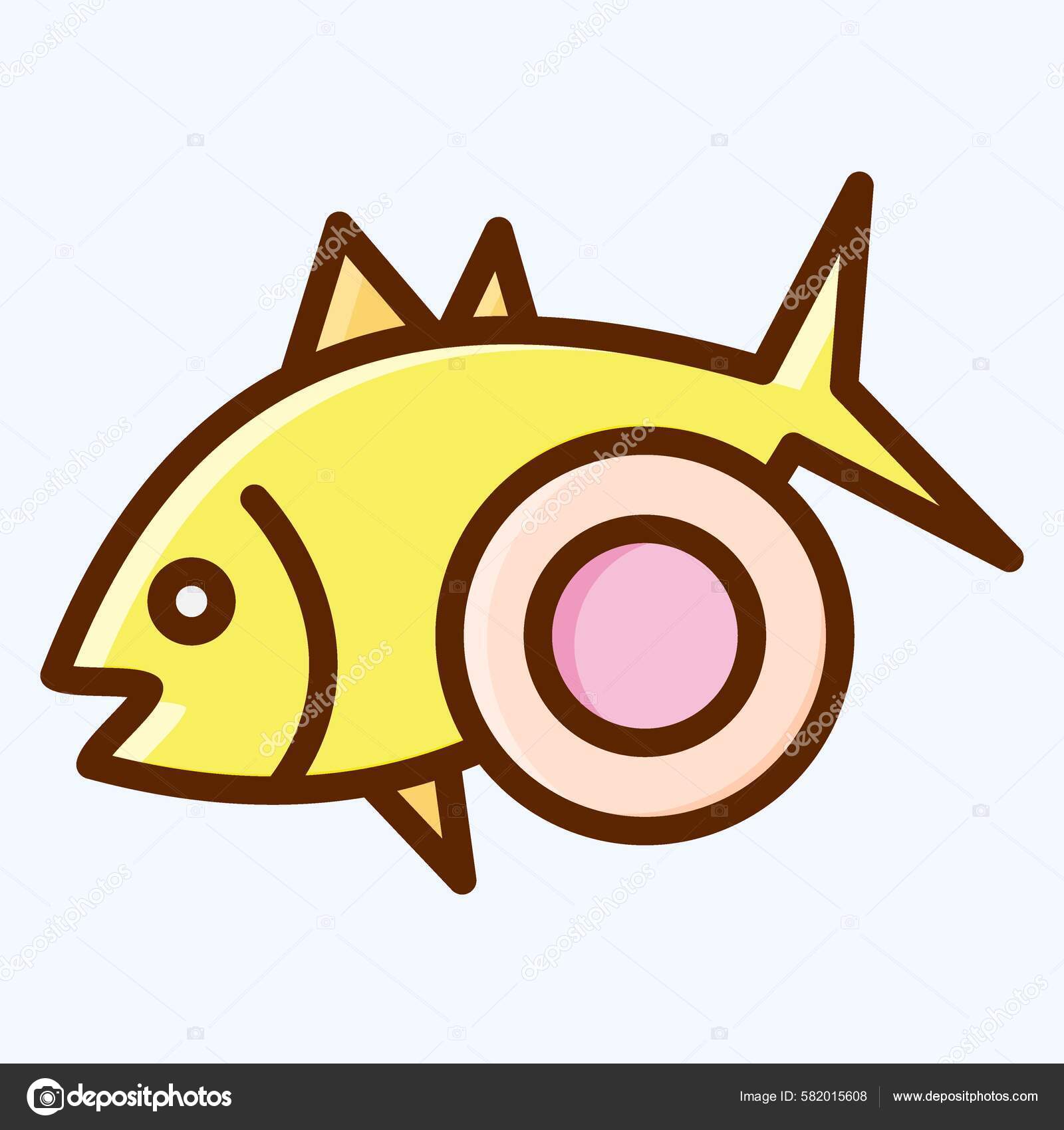 Icon Baked Fish Suitable Seafood Symbol Flat Style Simple Design Stock ...