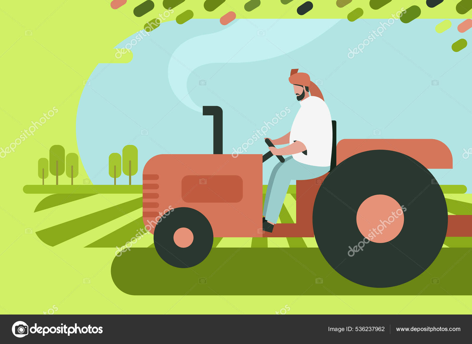 Farmer Driving Tractor Vector Illustration Stock Vector by ©ajijchan ...
