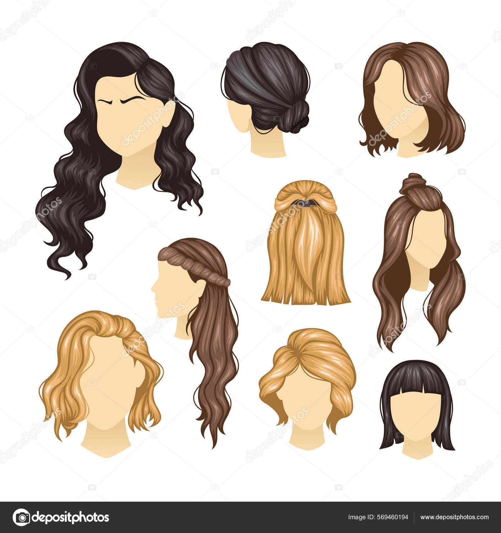 Set Variety Women Hairstyles Stock Vector By ©allmocreative