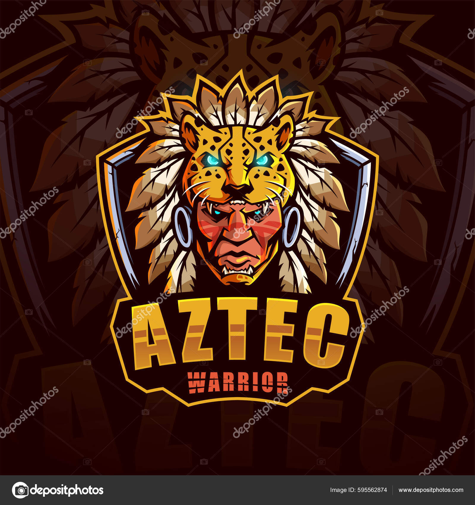 Aztec Indian American Warrior Mascot Sport Logo Design Vector Stock ...