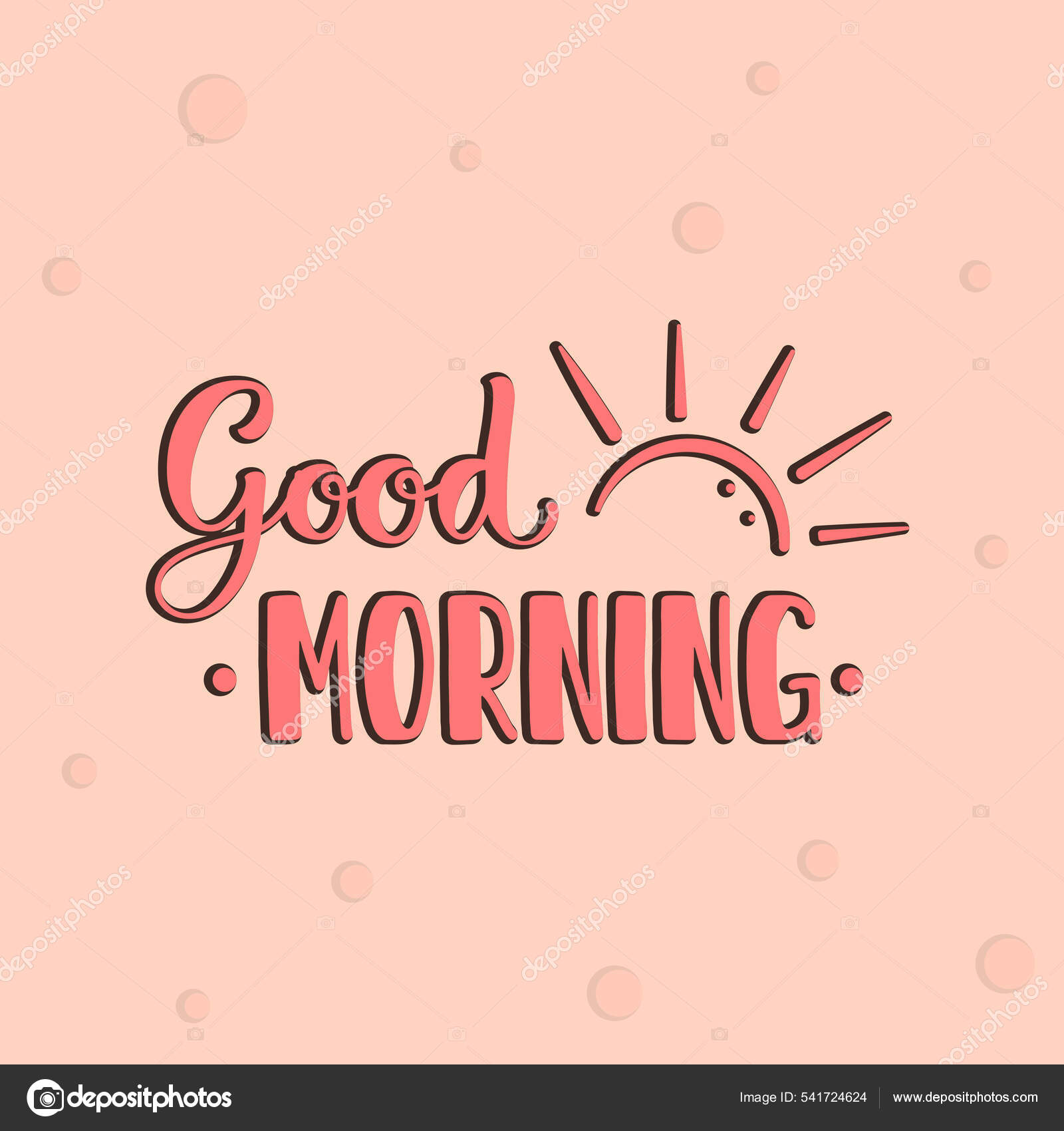 Lettering Good Morning Letters Sunrise Pink Words Rising Sun Background ...