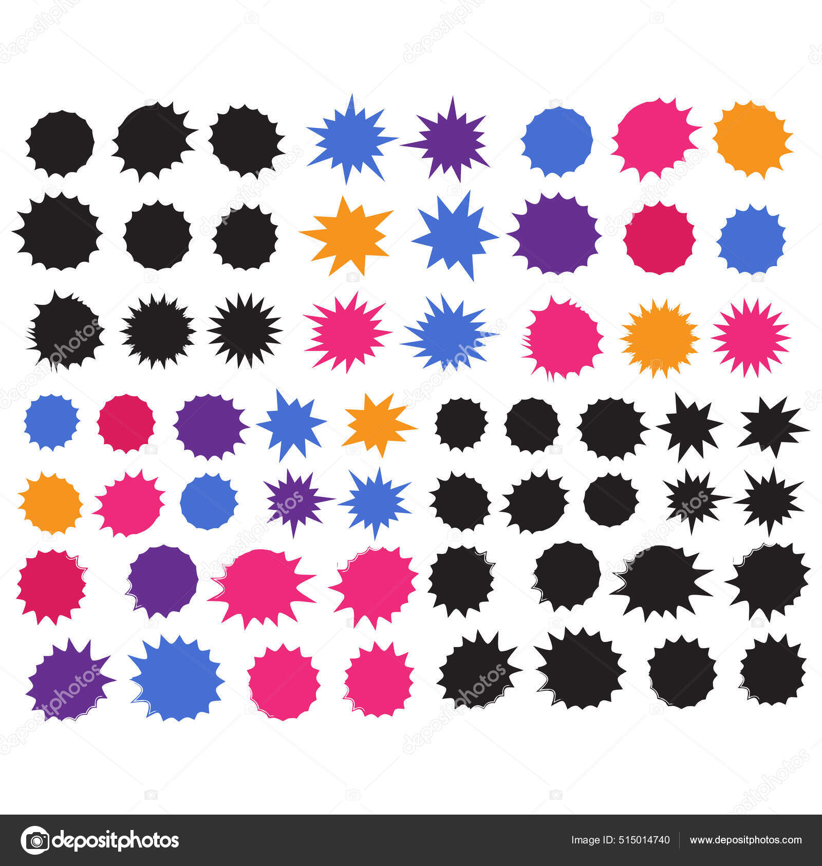 Starburst Explosion Comic Shapes Vector Speech Boom Bubbles Stock ...