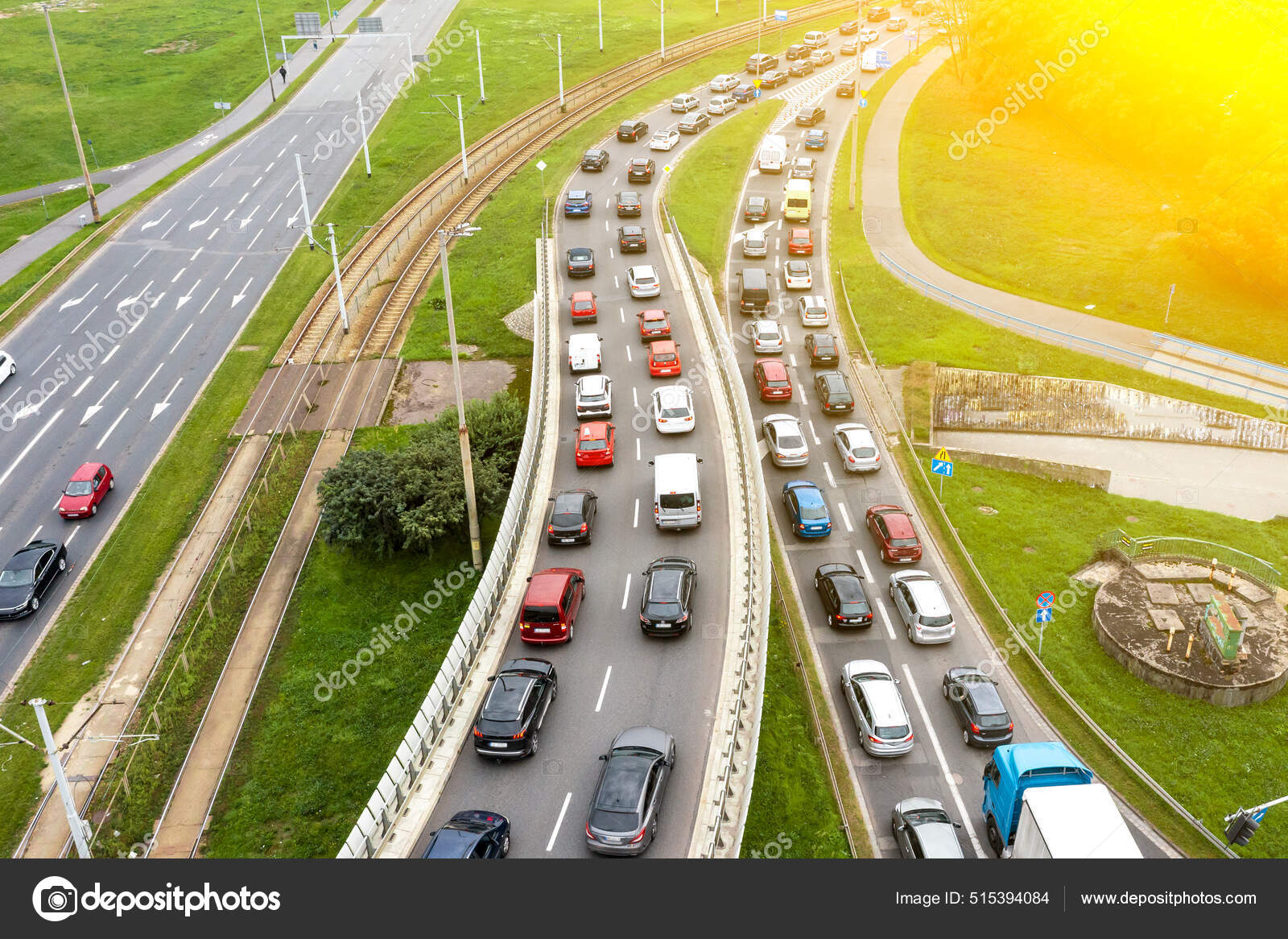 Traffic Jams Modern City Junction Traffic Jam City Wroclaw Poland Stock ...