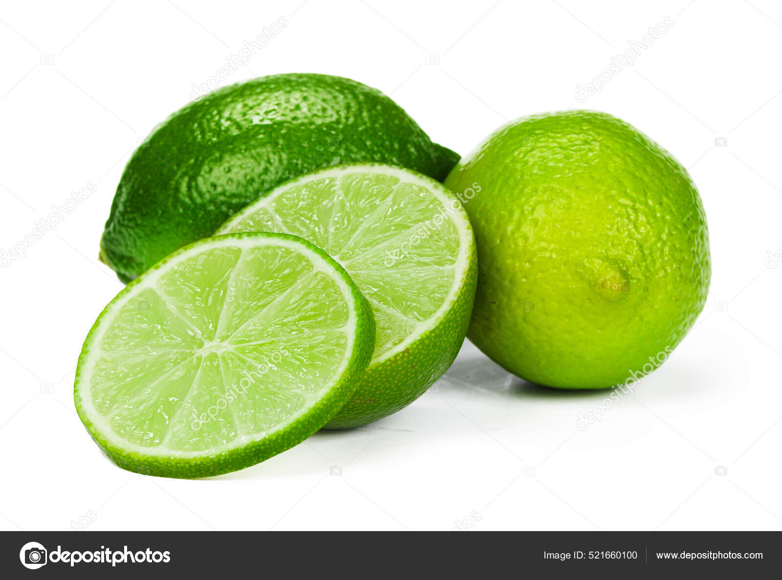 Piezas de cal aisladas sobre fondo blanco — Foto de stock #521660100 ...