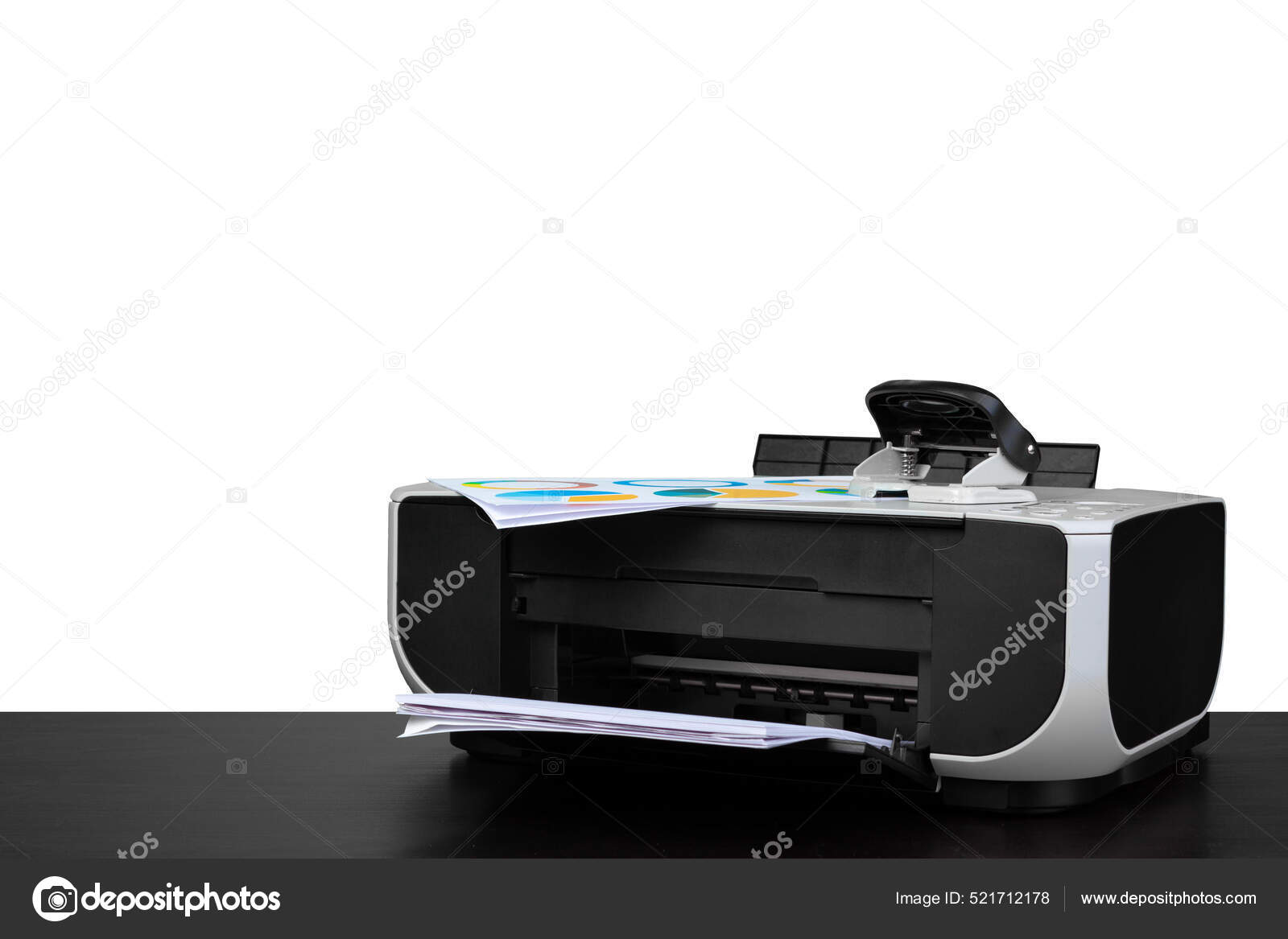 Laser home printer on table against white backgorund — Stock Photo ...