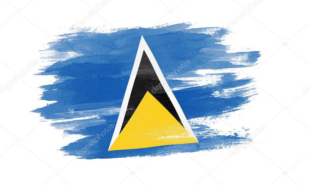 Pincelada de bandera de Santa Lucía, bandera nacional sobre fondo ...
