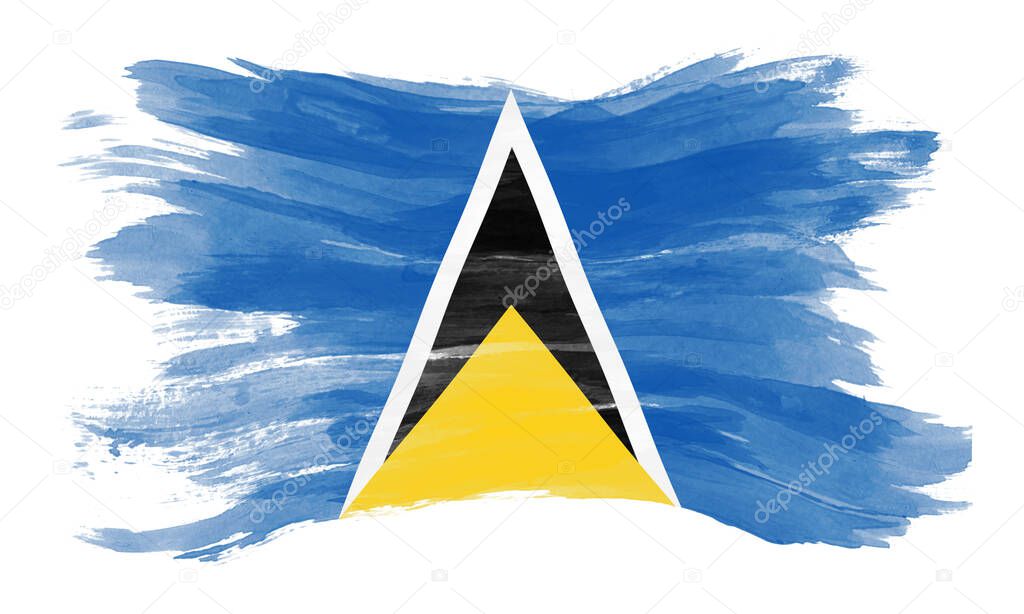 Pincelada de bandera de Santa Lucía, bandera nacional sobre fondo ...