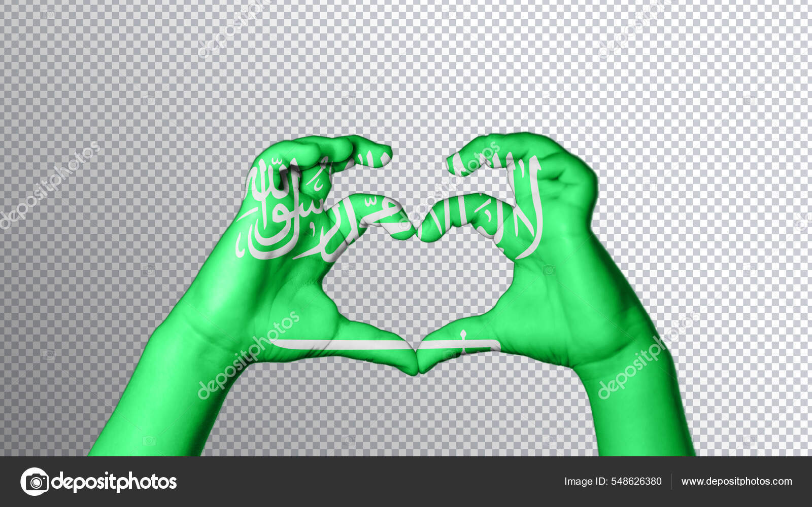 Saudi Arabia Flag Color Hands Show Symbol Heart Love Clipping — Stock ...