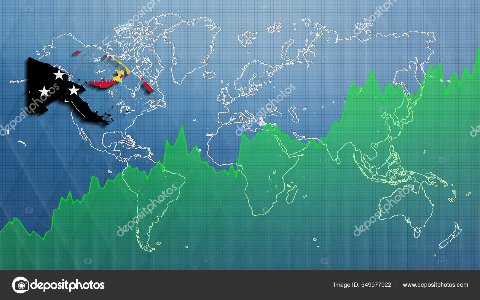 Map Papua New Guinea Financial Success Economy Growth — Stock Photo ...