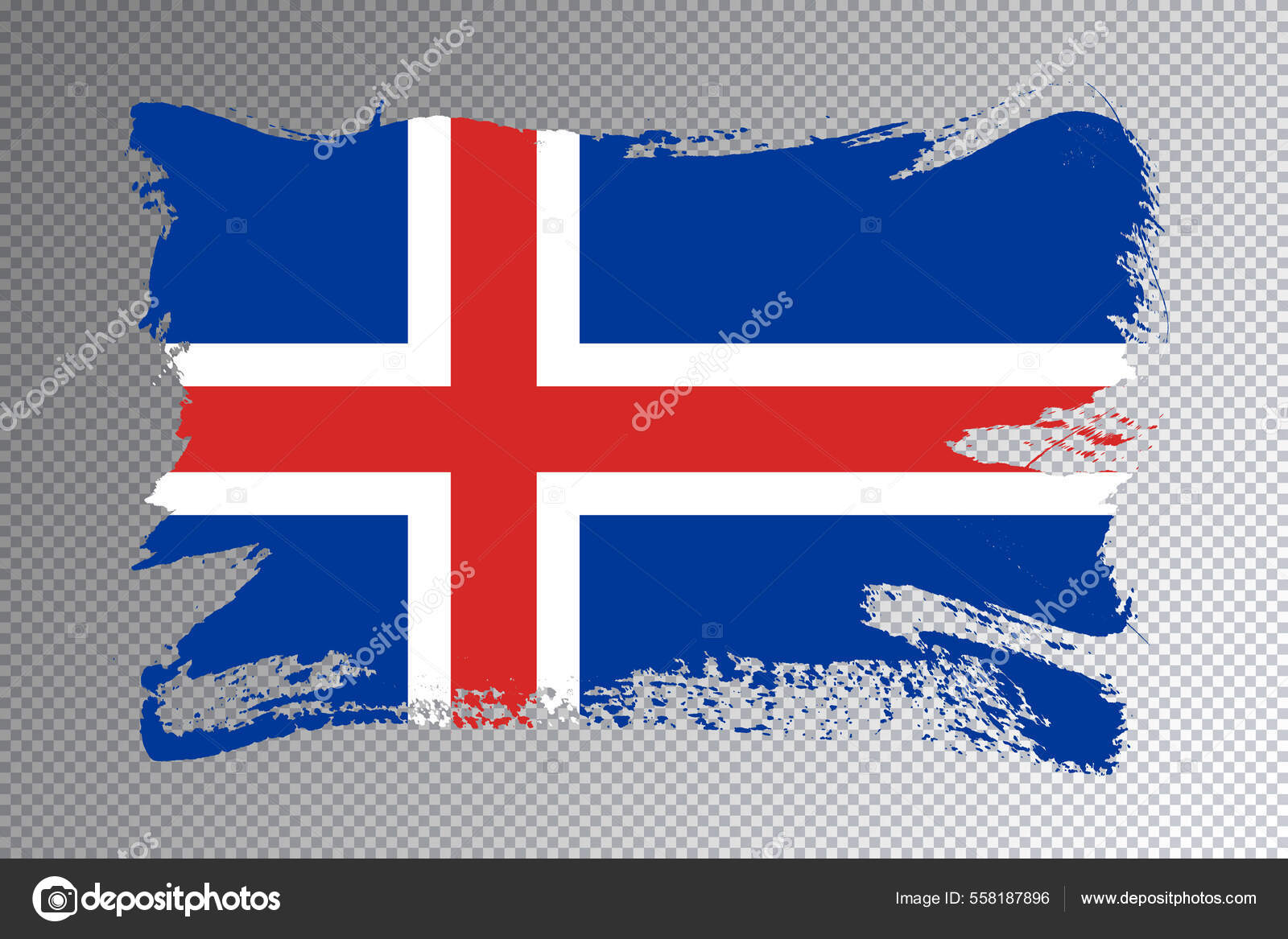 Iceland Flag Brush Stroke National Flag Transparent Background Stock ...