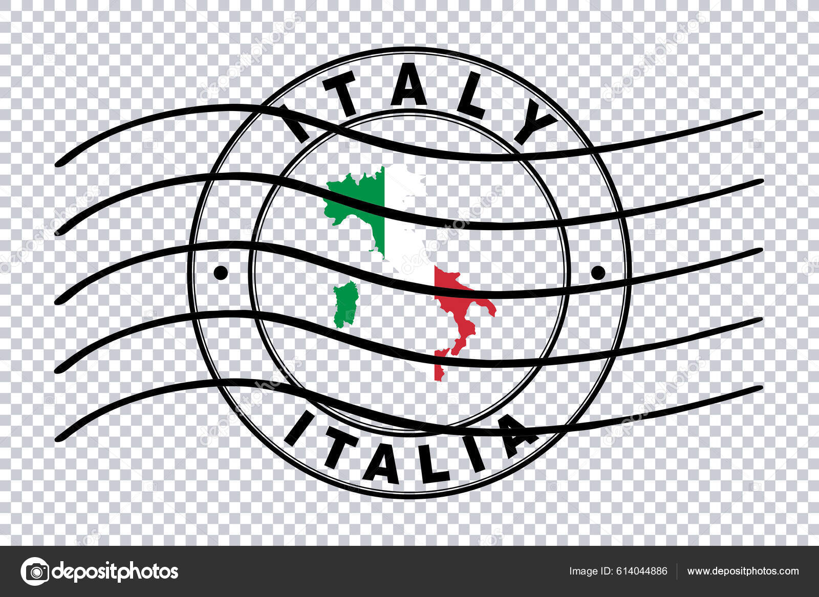 Map Italy Postal Passport Stamp Travel Stamp Clipping Path — Stock ...