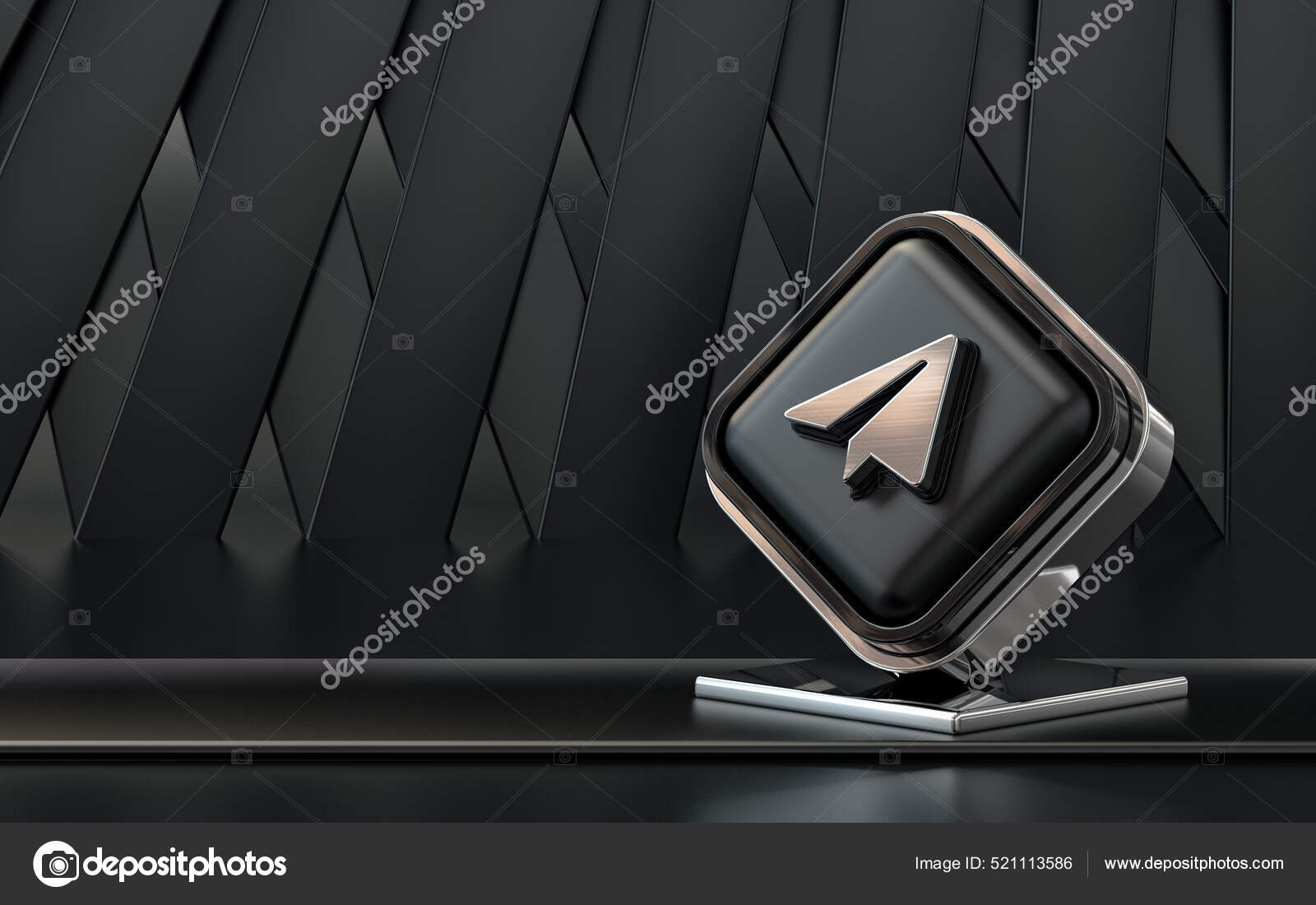 Rendering Telegram Icon Social Media Banner Dark Abstract Background ...