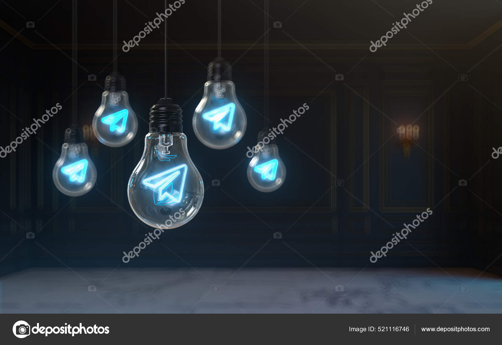 Telegram Icon Glow Light Bulb Rendering Premium Cover Background Social ...