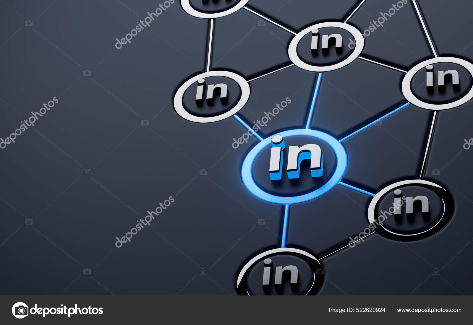 Linkedin Sinal Néon Brilhante Rede Social Icônico Fundo Metálico Escuro ...