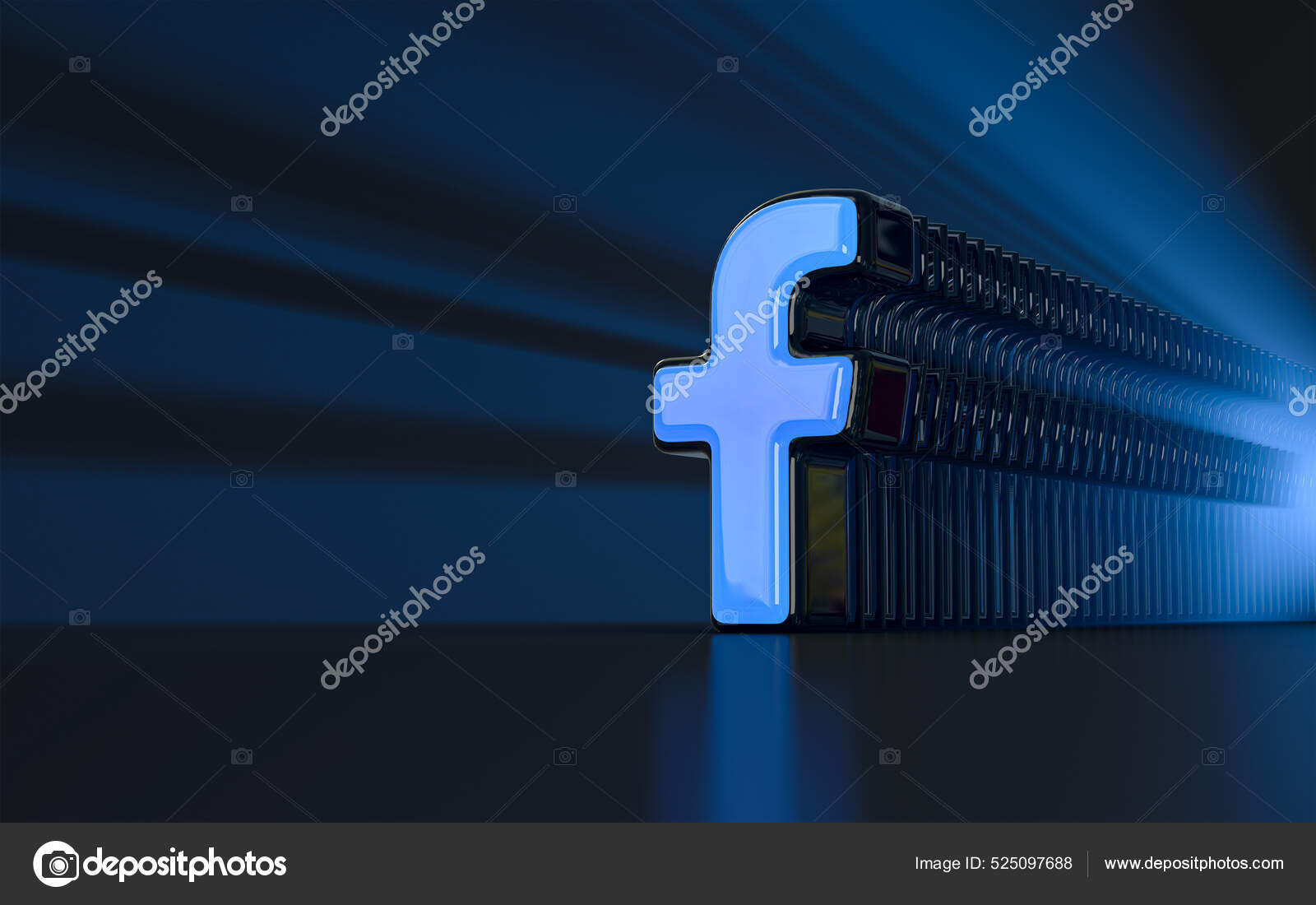 Facebook Sign Iconic Background Sunray Realistic Look Symbol Social ...