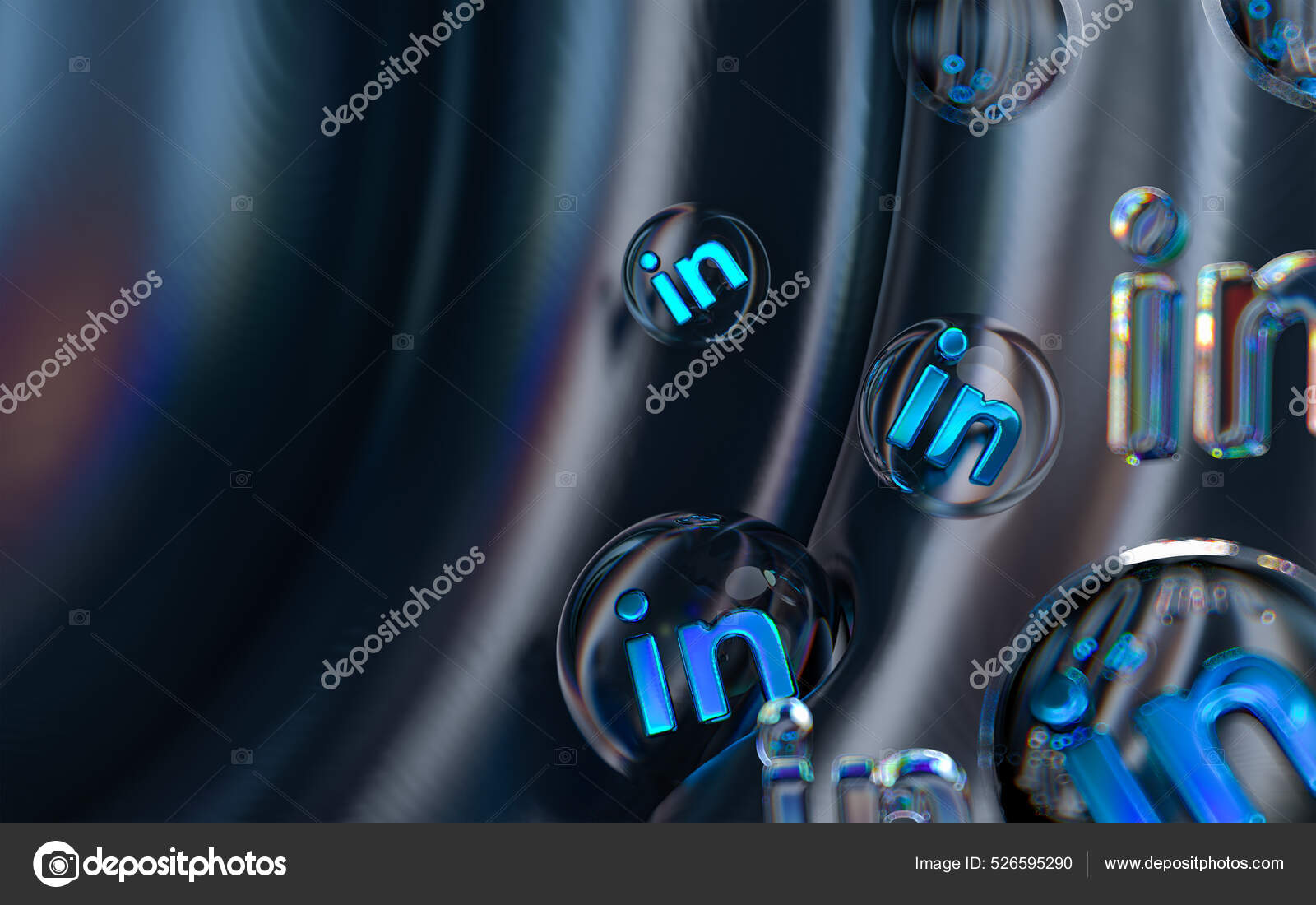 Linkedin Icon Bubble Glass Geometric Shapes Colorful Abstract Dark ...
