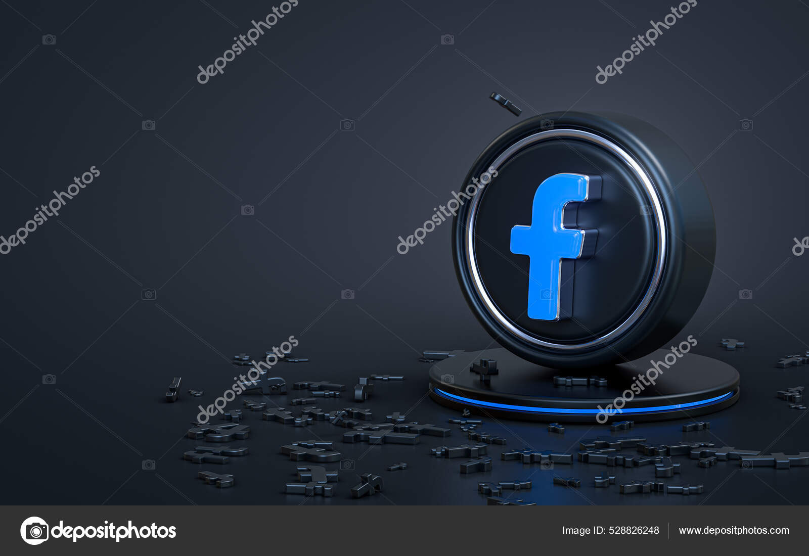 Facebook Sign Rendering Abstract Dark Realistic Iconic Background ...
