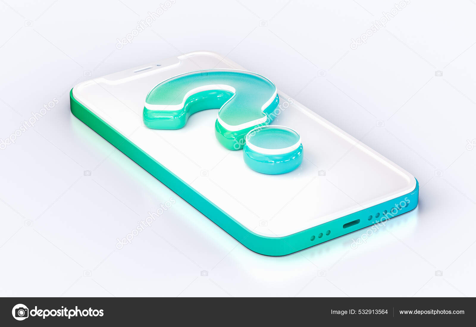 Question Mark Sign Mobile Phone Isolated White Background Render ...