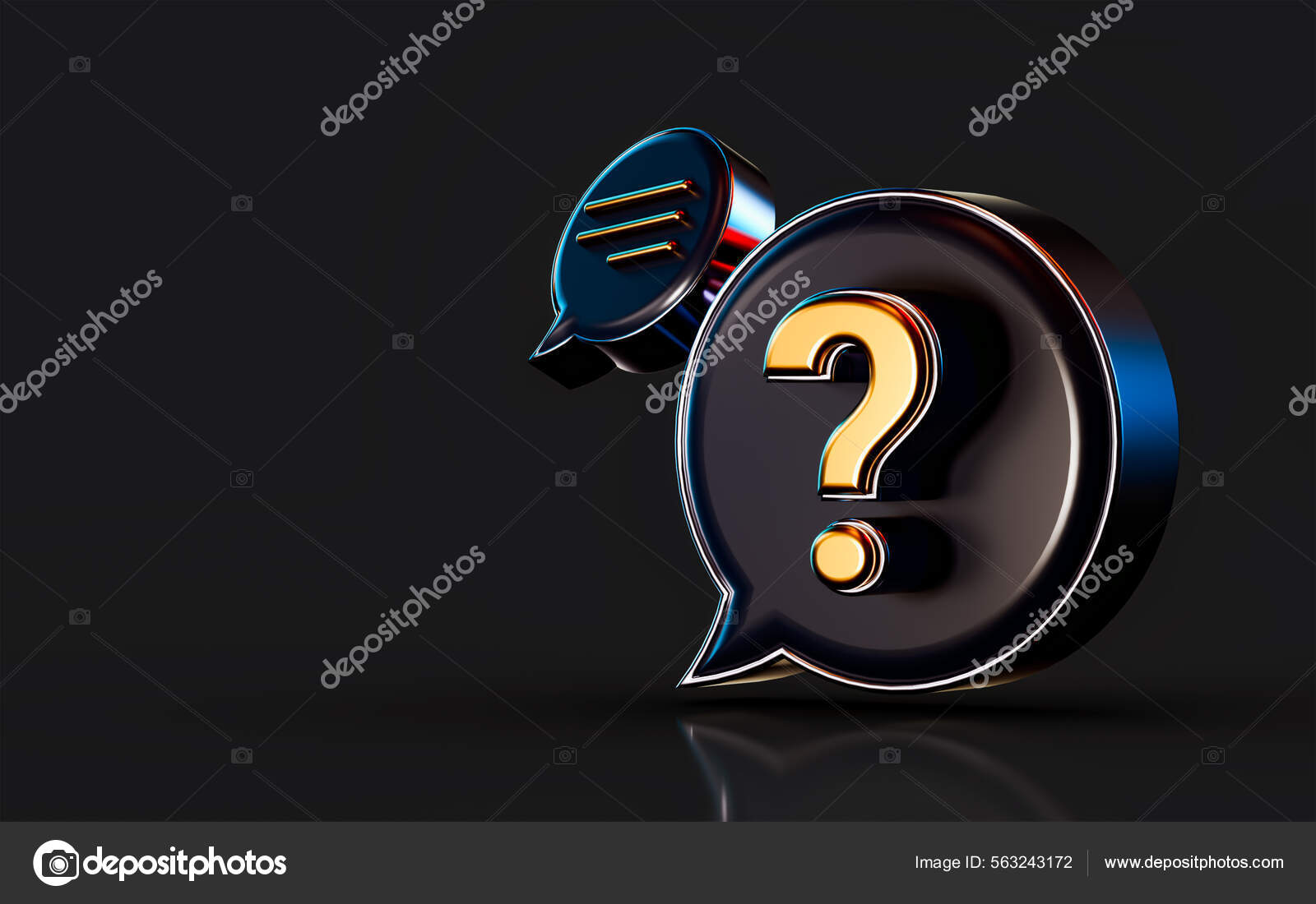 Render Gold Metallic Question Mark Message Icon Dark Background Concept ...