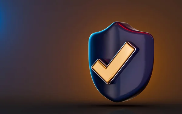 Security Shield Check Mark Sign Dark Background Render Concept Privacy ...