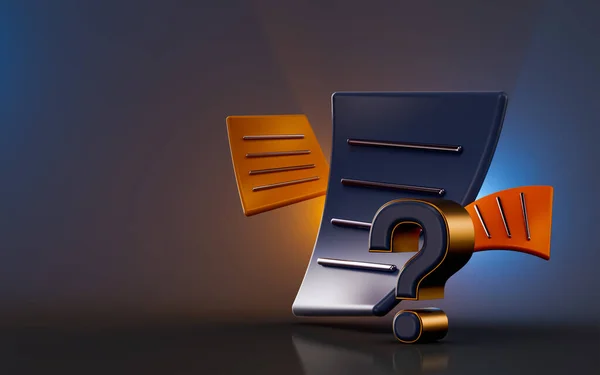 Question Mark Badge Icon Dark Background Render Concept Asking ...