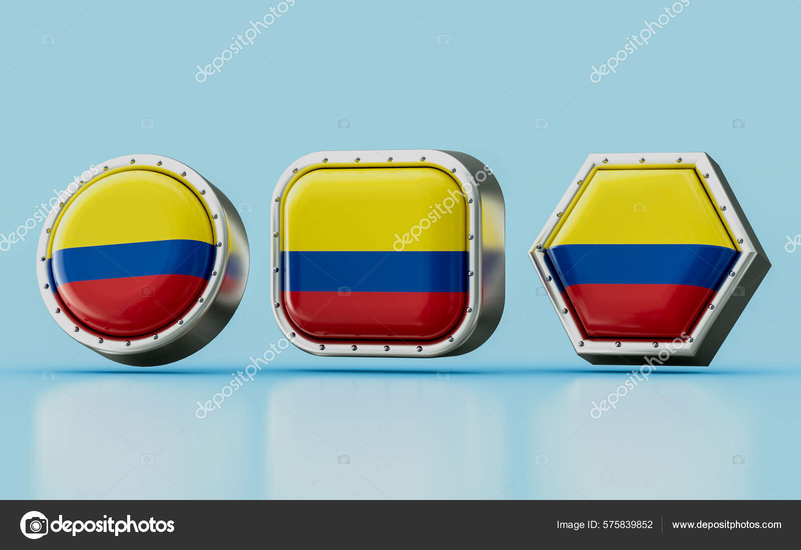Render Flag Signs Colombia Three Different Shape Frame Circle Square ...