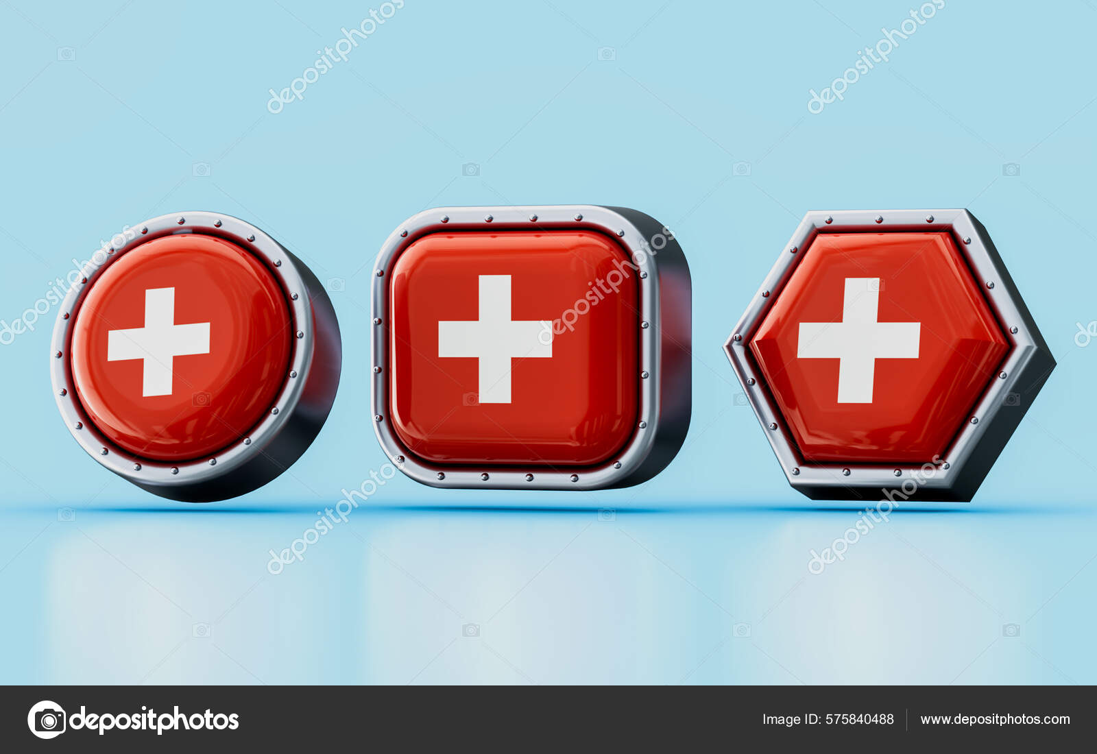 Render Flag Signs Switzerland Three Different Shape Frame Circle Square ...