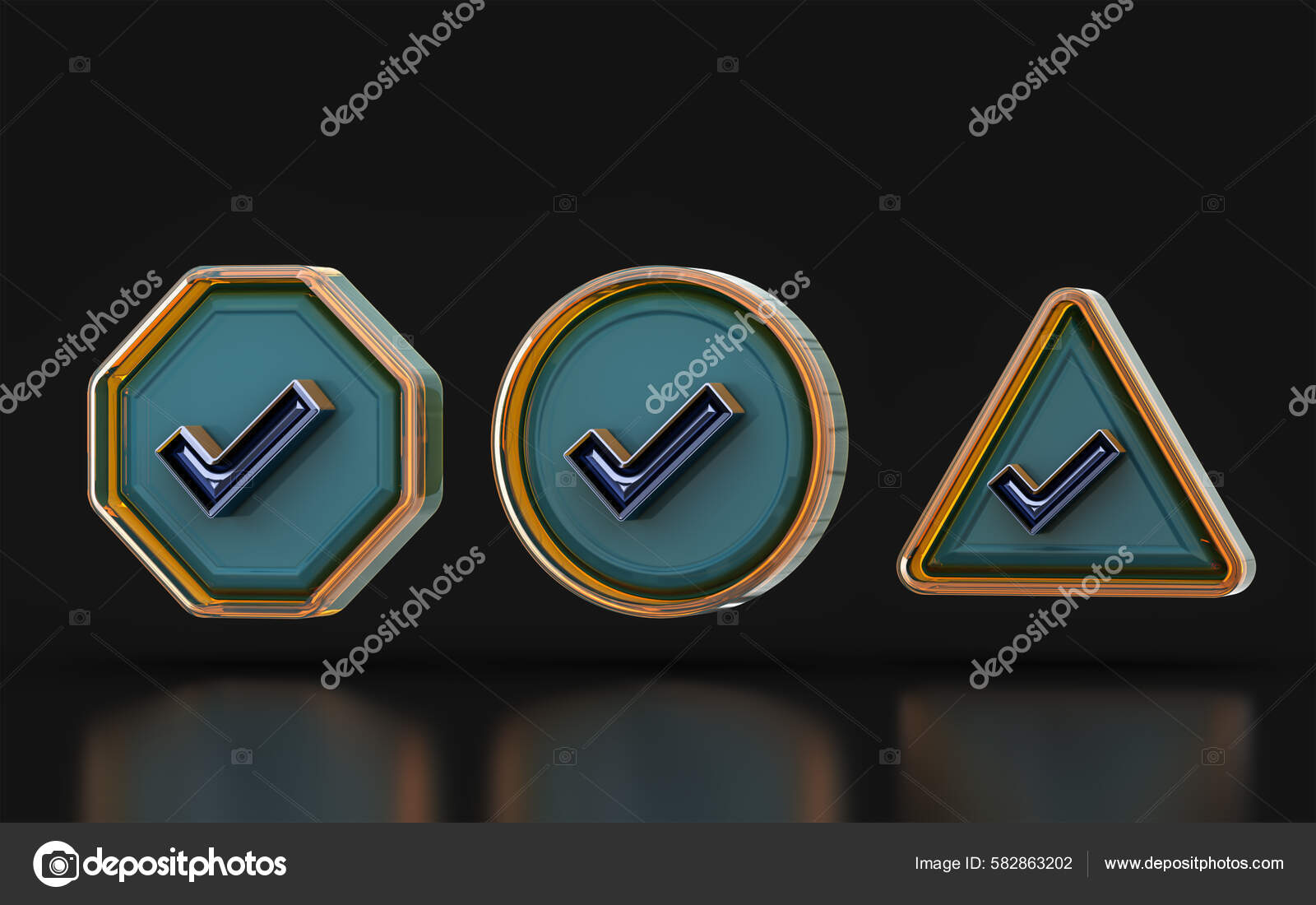 Marca Verificación Signo Hexágono Círculo Triángulo Forma Vidrio ...