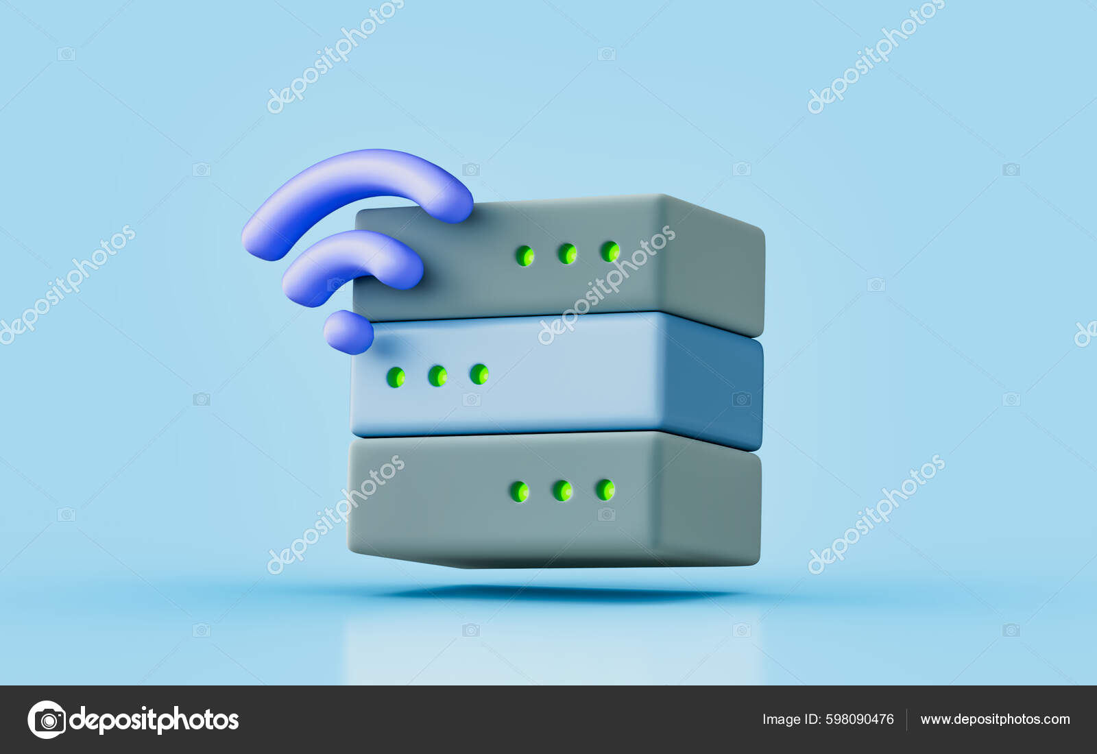 Server Box Wifi Sign Render Concept Multimedia Database Hosting ...