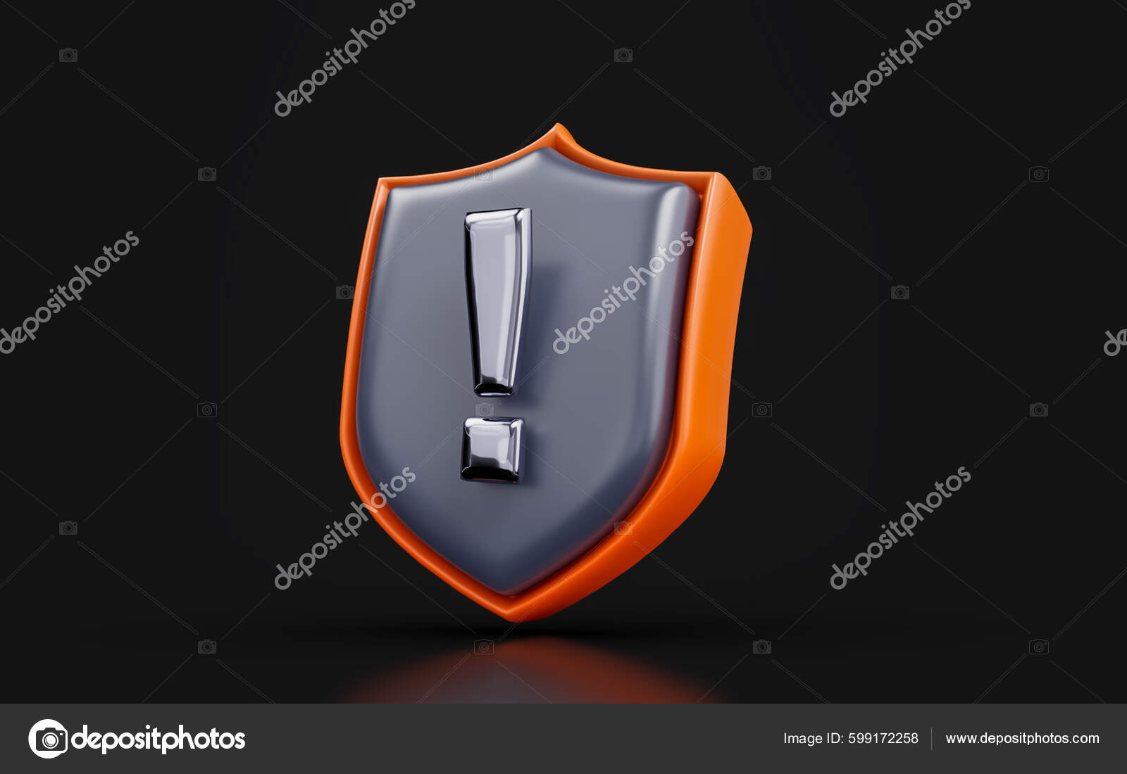 Security Shield Exclamation Sign Dark Background Render Concept ...
