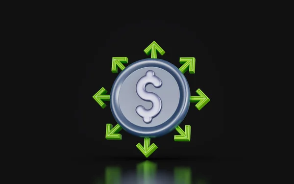 Pie Chart Message Dollar Sign Dark Background Render Concept Financial ...