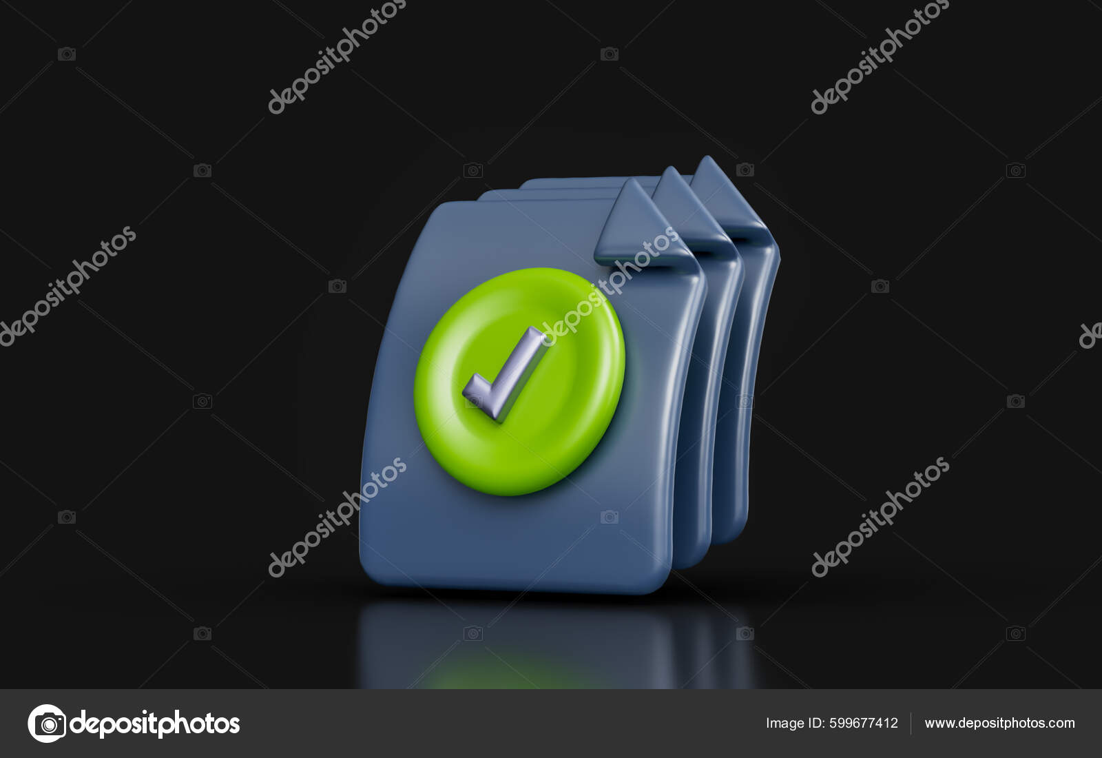 Document Check Mark Sign Dark Background Render Concept Approval Paper ...