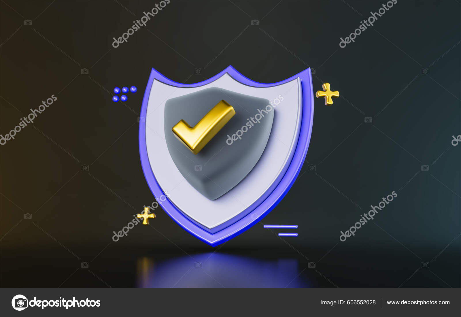 Security Shield Check Mark Sign Dark Background Render Concept Privacy ...