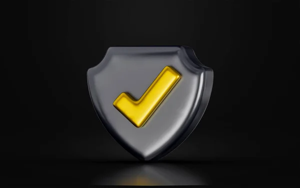 Security Shield Check Mark Sign Dark Background Render Concept Privacy ...
