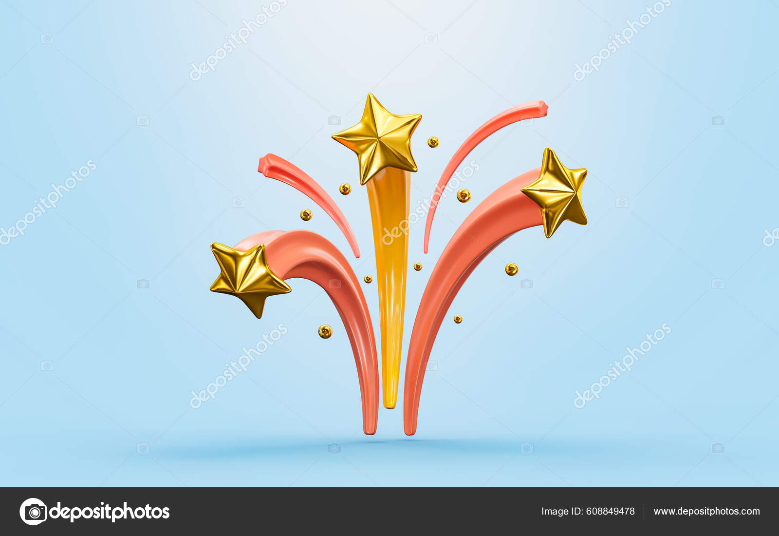 Fireworks Sign Golden Elements Star Render Concept Event Party ...