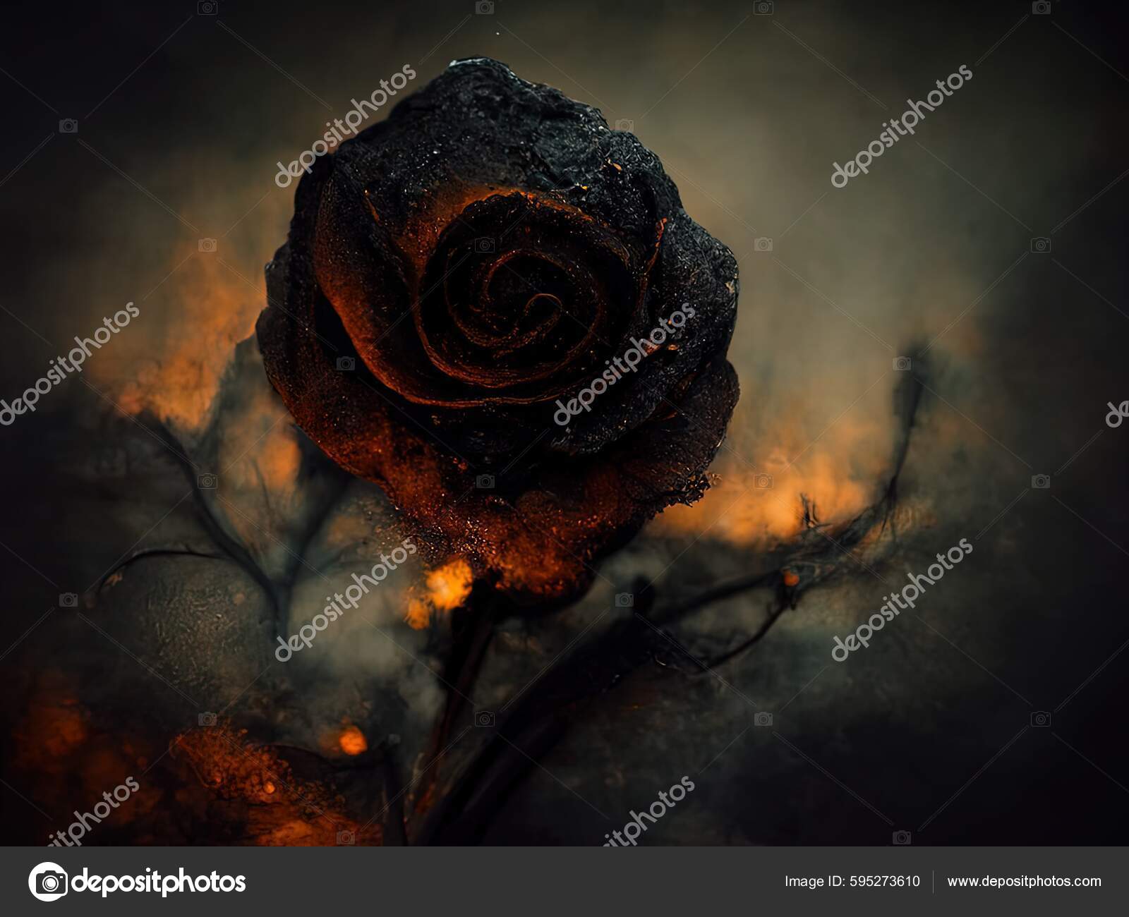 Smoldering Burning Rose Digital Art — Stock Photo © CoverAllStock ...