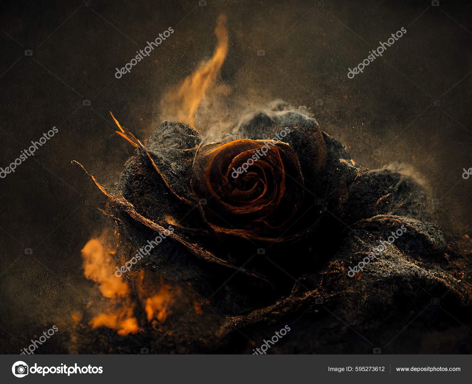 Smoldering Burning Rose Digital Art — Stock Photo © CoverAllStock ...