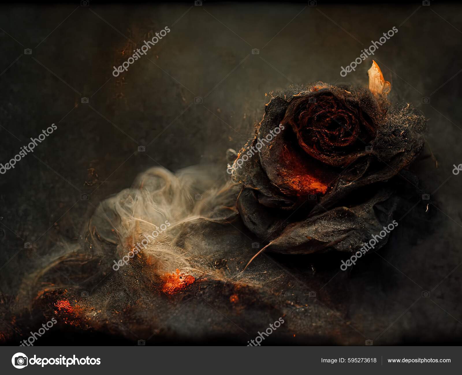Smoldering Burning Rose Digital Art — Stock Photo © CoverAllStock ...