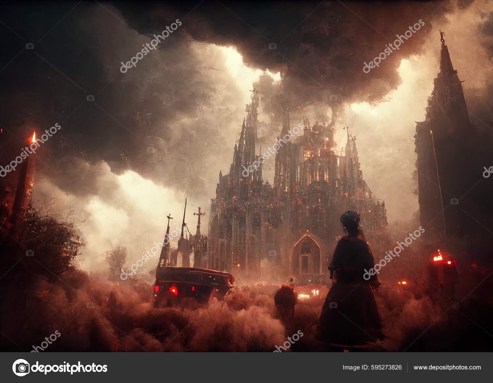 Epic Cinematic Dramatic Scene Depicting Gothic Cathedral Digital Art ...