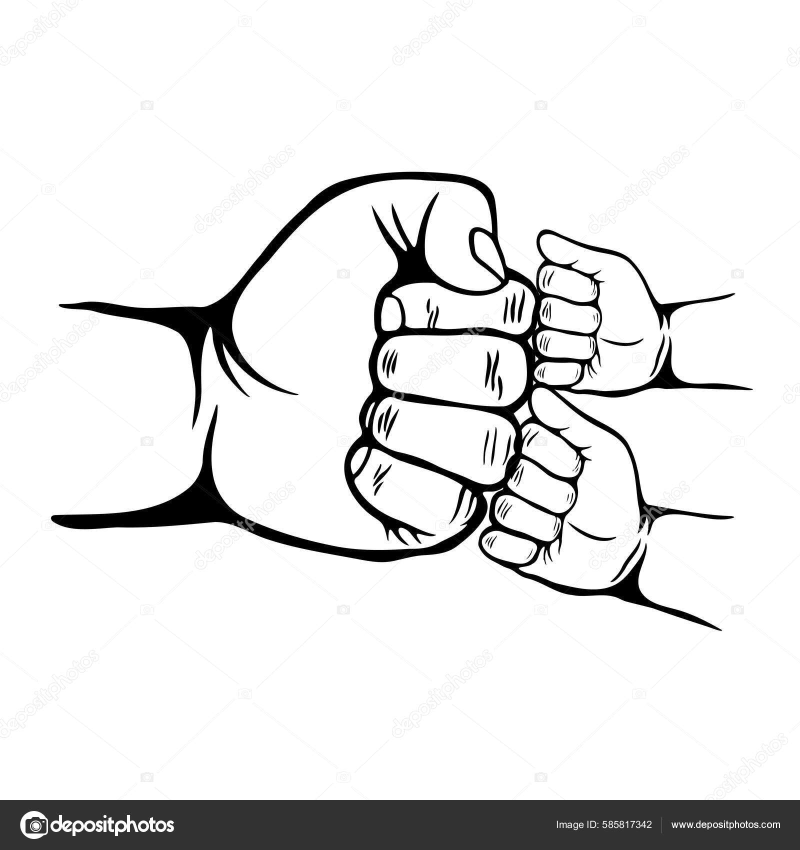 Father Two Son Fist Bump Parent Child Bumping Fists Happy Vector de stock #585817342 de ©piikcoro1