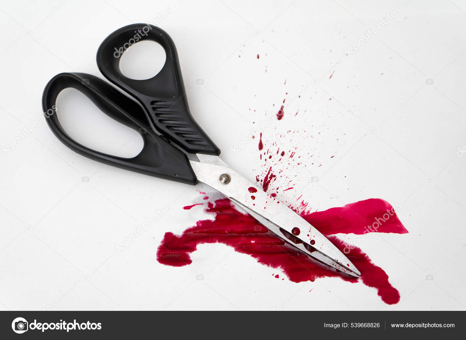 Bloody Scissors Pool Blood Murder Attack Concept Isolated White — Stock ...