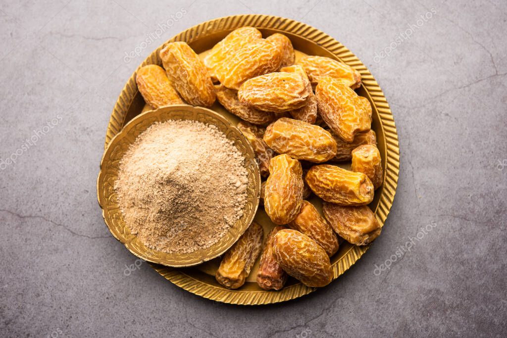 Fechas en polvo compuestas de khajoor o kharik secos 2022