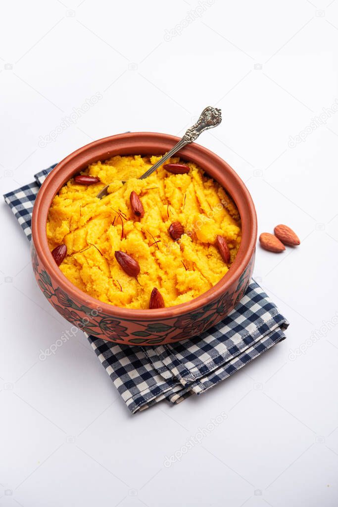 Badam Halwa or sheera also known as Almond Halwa is a traditional ...
