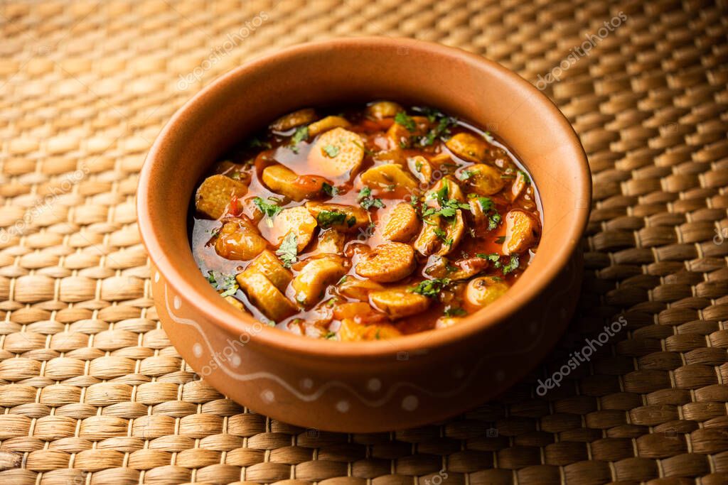 Stir fried taro roots. Arbi ki sabji, ghuiya masala curry Sabzi or arvi ...