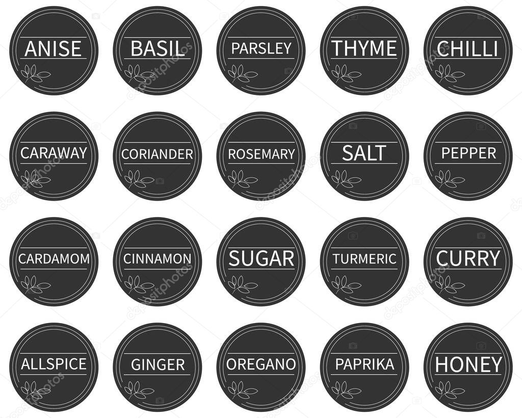 Pegatinas de cartón, pegatinas o etiquetas para frascos de especias y ...